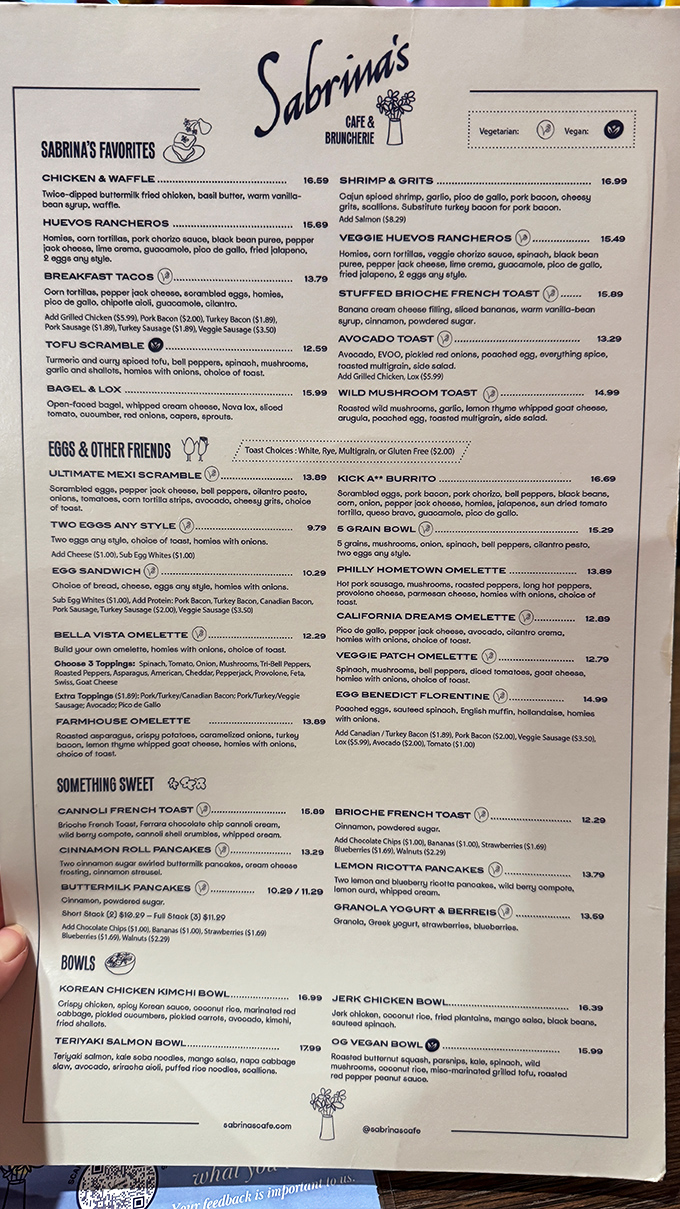 Sabrina's menu reads like a love letter to breakfast, with options that'll have you planning your next visit before finishing your first.