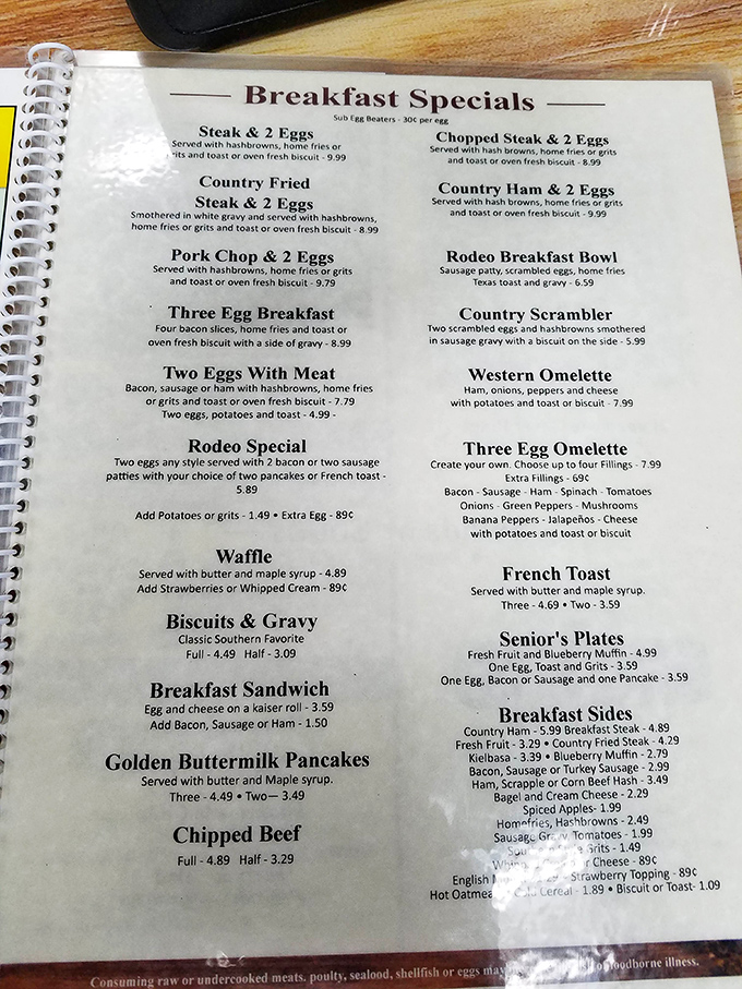 This menu is like a love letter to breakfast enthusiasts everywhere. Each option promises a different pathway to morning bliss, with classics executed to perfection.