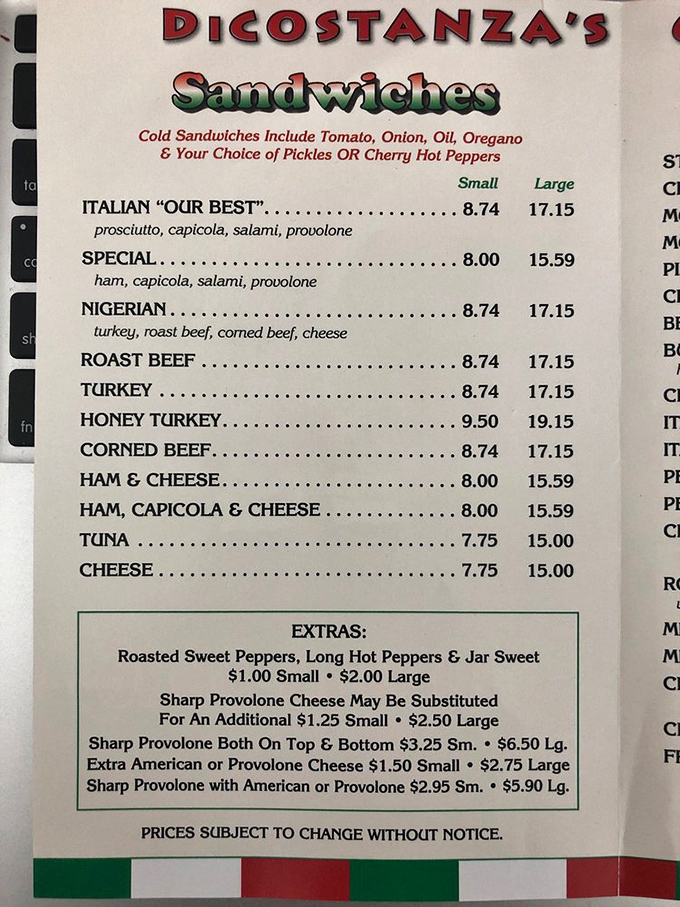 The menu board tells a delicious story: "Italian Our Best" isn't just a name, it's a promise backed by generations of sandwich-making wisdom.