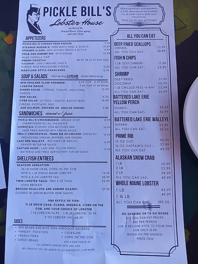 This menu isn't just a list of options&mdash;it's a treasure map to seafood nirvana with "All You Can Eat" as X marks the spot.