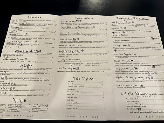 This menu isn't just a list of options&mdash;it's a roadmap to happiness with "whole &bull; fresh &bull; local" as your trusty compass points.