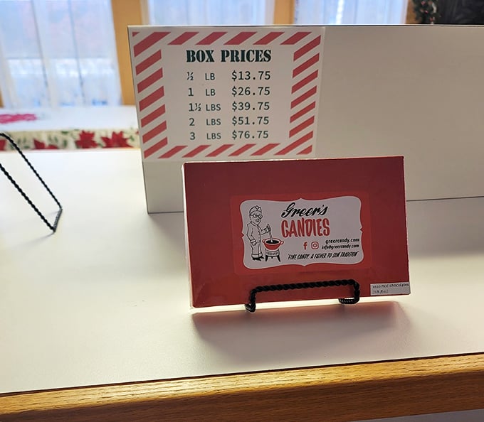 The red-striped menu that launches a thousand sugar dreams. Like a roadmap to deliciousness, these boxes promise happiness by the pound.