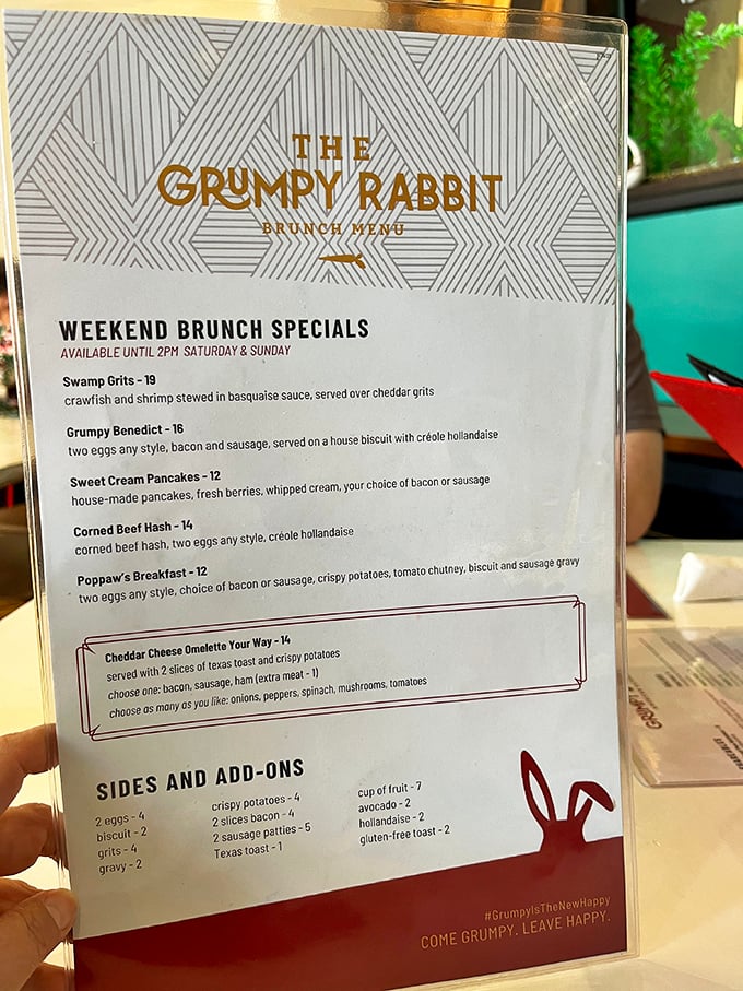 That weekend brunch menu isn't kidding around&mdash;Swamp Grits and Grumpy Benedict might just be the perfect cure for Saturday morning regrets.