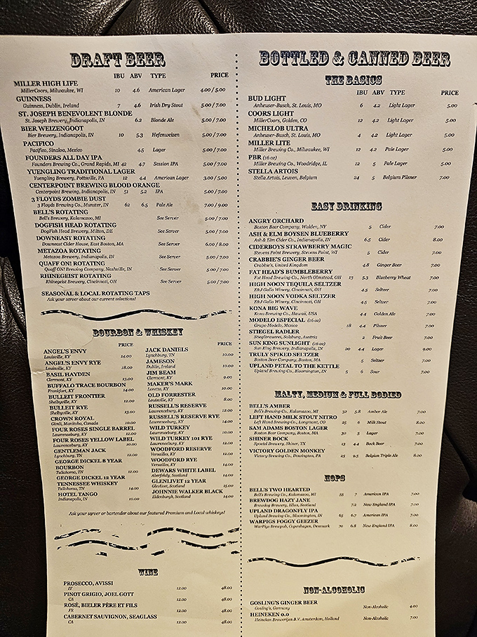 The drink menu reads like a love letter to bourbon enthusiasts. Decision paralysis has never been so deliciously justified.