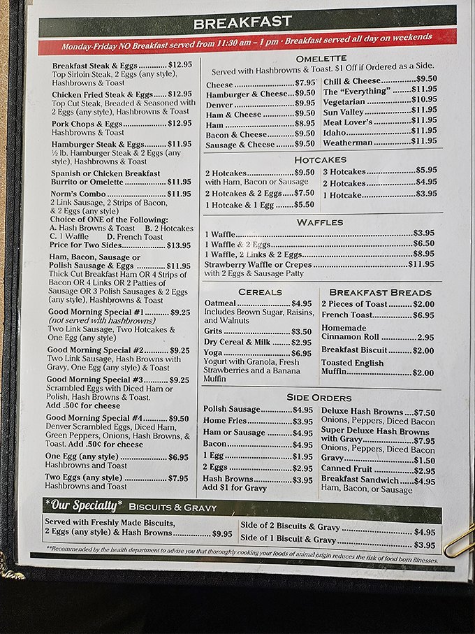 This menu isn't just a list of options—it's a roadmap to happiness. The "Hotcakes" section alone could solve most of life's problems.