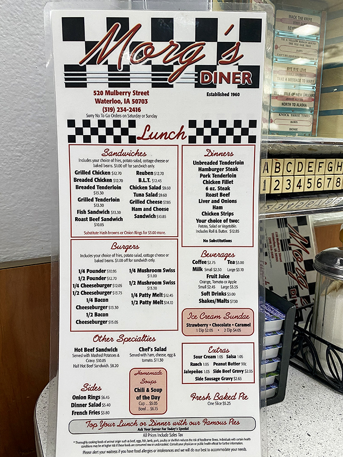 A menu that hasn't surrendered to food trends &ndash; just honest diner fare with options that would make Ron Swanson nod in approval.
