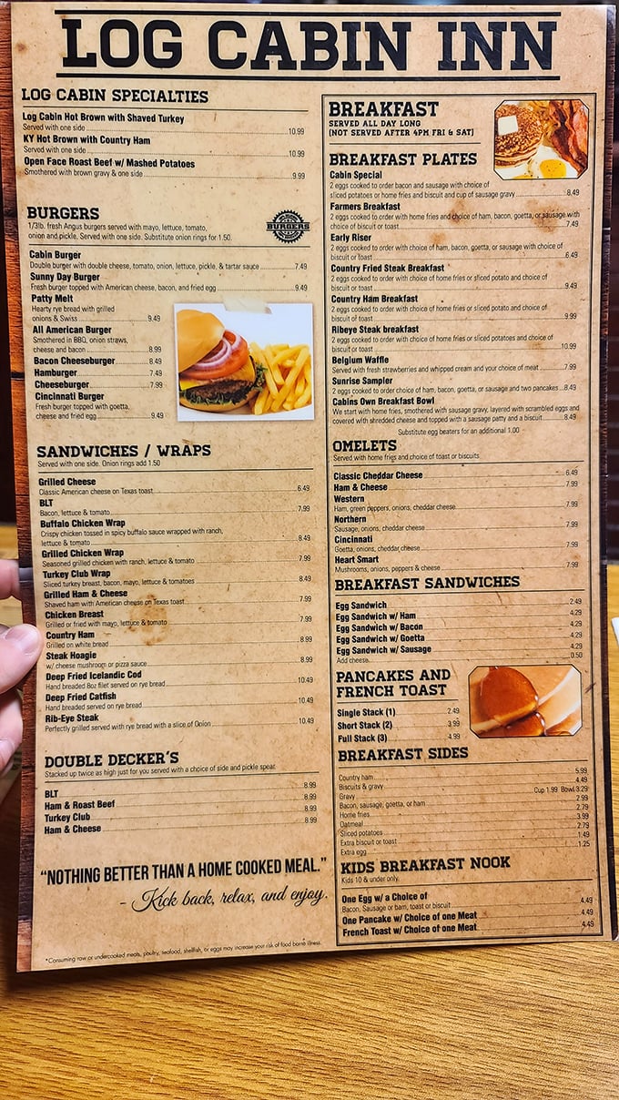 A menu that reads like a love letter to American classics. Breakfast all day? That's not a luxury&mdash;that's necessity.