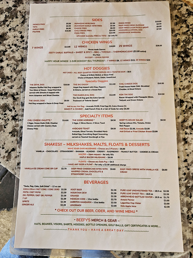 The menu reads like a comfort food manifesto. When a place offers both "thermonuclear" wings and deep-fried Oreos, you know you're in for an adventure.
