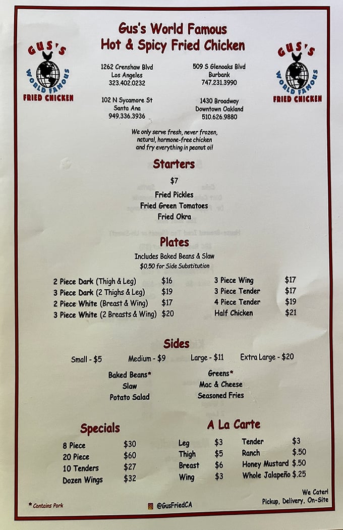 This menu isn't trying to reinvent chicken&mdash;it's perfecting it. Simple, straightforward options that say, "We know what we're good at, and we're sticking to it."