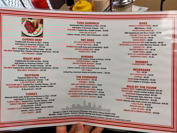 A menu that reads like poetry to sandwich enthusiasts. The corned beef section alone could bring a tear to your eye.