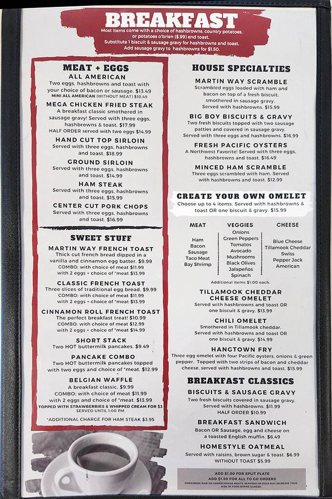 This isn't just a menu&mdash;it's a roadmap to happiness. The "Mega Chicken Fried Steak" isn't just a meal, it's a commitment.