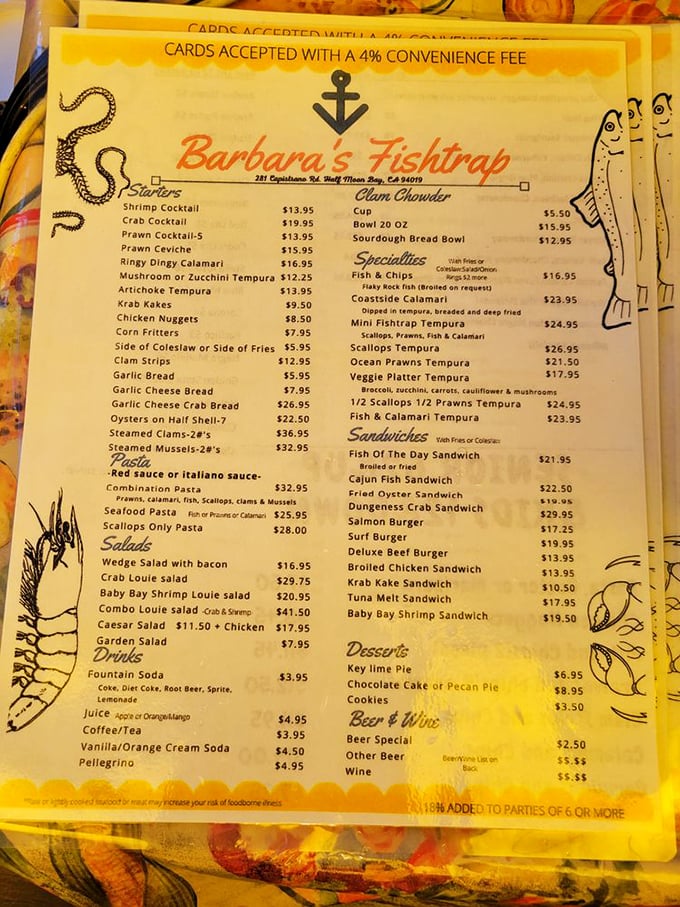 A menu that doesn't need fancy fonts or pretentious descriptions&mdash;just the promise of ocean treasures that'll make your taste buds stand at attention.