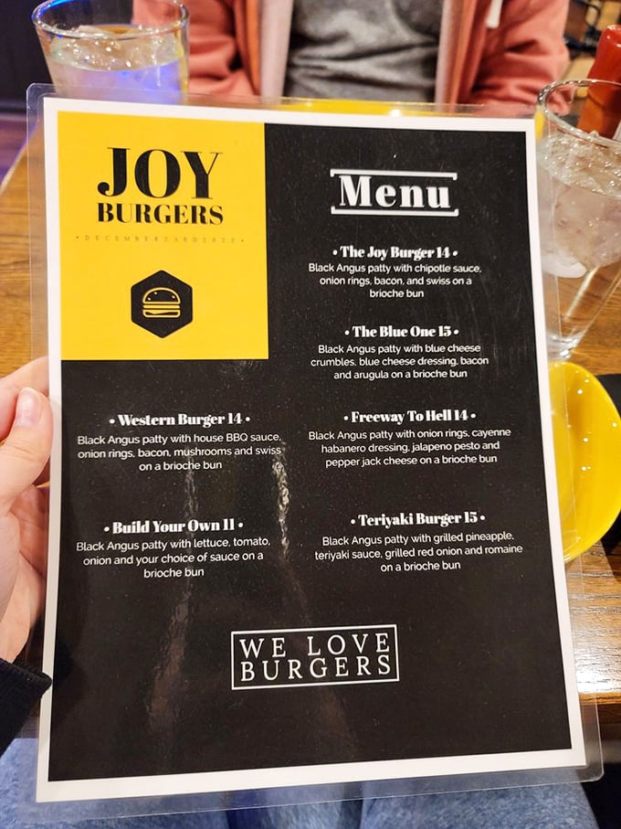 This menu reads like burger poetry&mdash;each option thoughtfully crafted rather than randomly assembled, proving that sometimes less truly is more.