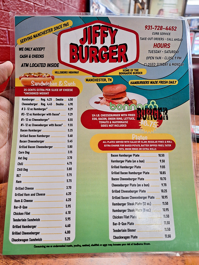 The menu board tells no lies &ndash; just straightforward promises of burger bliss. The Bonnaroo Burger beckons like a siren song to hungry festival-goers and locals alike.