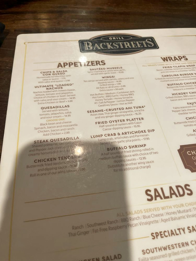 The menu reads like a love letter to comfort food enthusiasts, with appetizers that could easily become your main event.