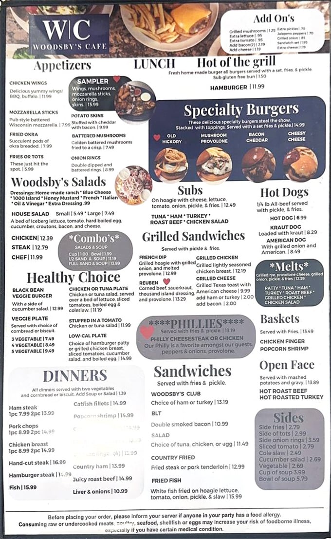 A menu that doesn't mess around - from hearty omelets to specialty burgers, Woodsby's offers the kind of comfort food that makes dieting seem like a terrible life choice.