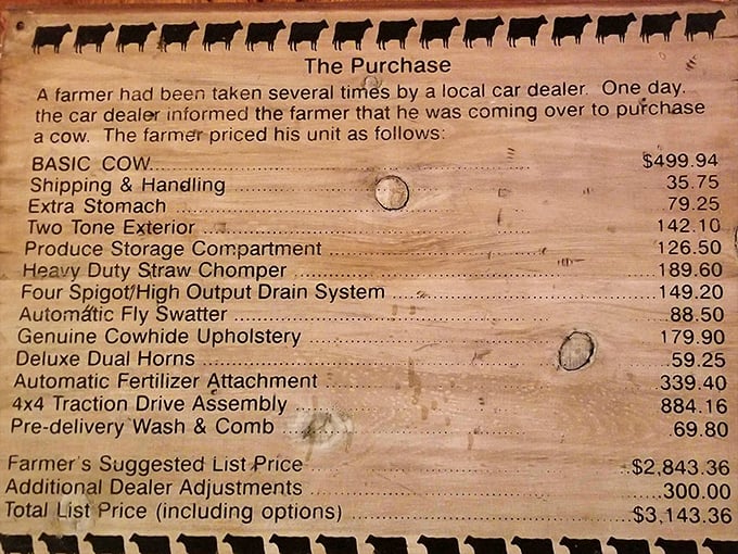This isn't just a menu item &ndash; it's a financial breakdown that proves cows would make terrible car salesmen. Moo-ving humor at its finest!