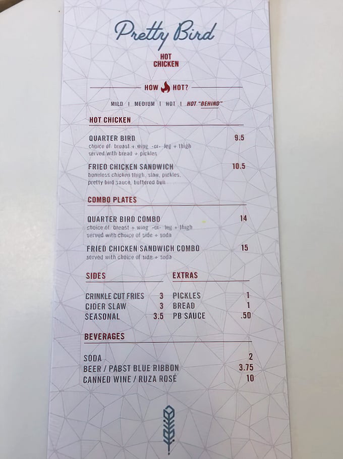 Decision time! The menu's simplicity belies the complexity of flavors awaiting your taste buds. Choose your heat adventure wisely.