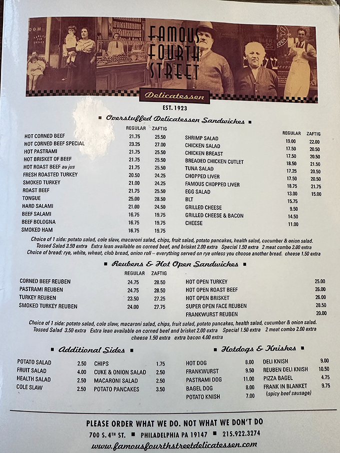 The menu reads like a love letter to deli devotees. "Please order what we do, not what we don't do" isn't just a slogan&mdash;it's a philosophy.