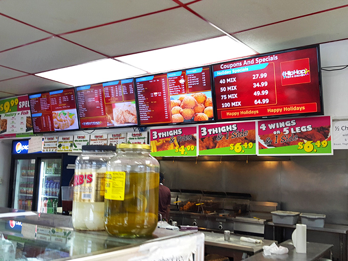 This menu board is like the Dead Sea Scrolls of deep-fried deliciousness. So many options, so little room in my stretchy pants.