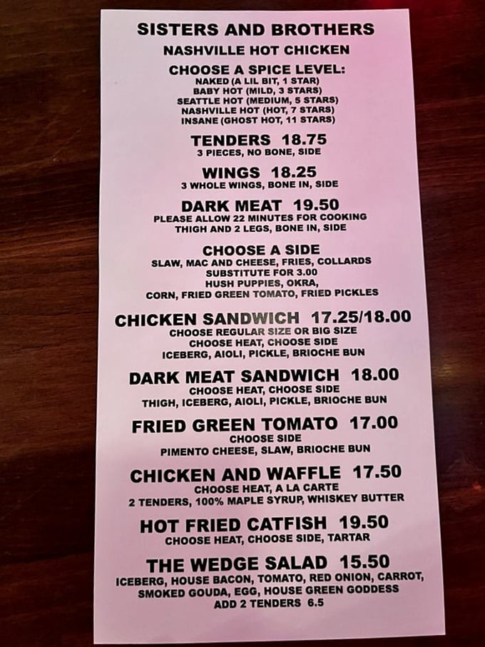 This menu isn't just a list&mdash;it's a heat index warning system that goes to eleven. Choose your adventure wisely!