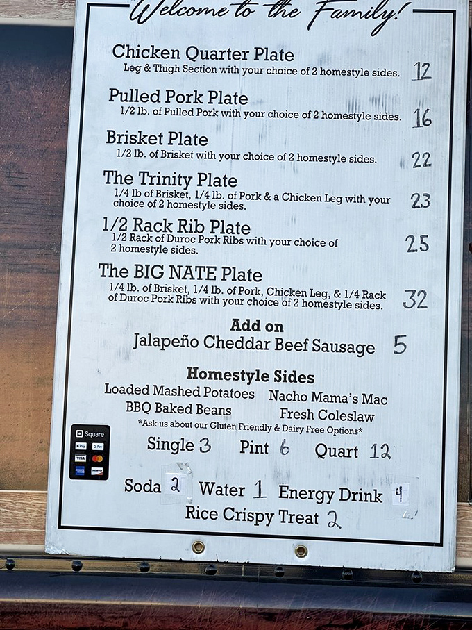 A menu that reads like a love letter to traditional barbecue, with mac and cheese stealing the spotlight.