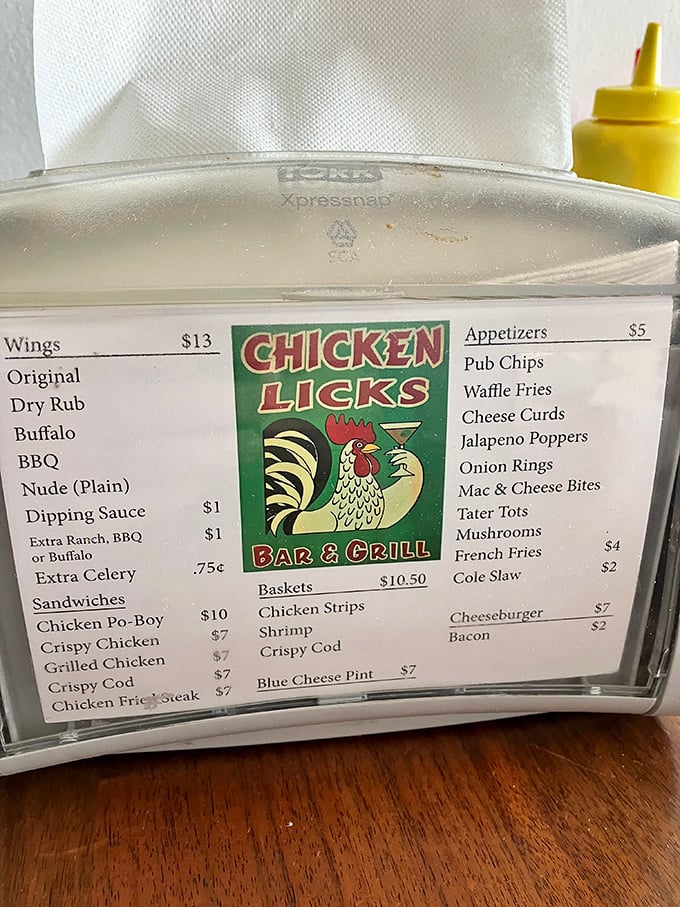 The menu tells the whole delicious story: wings, sandwiches, and baskets of joy that have made this place legendary.