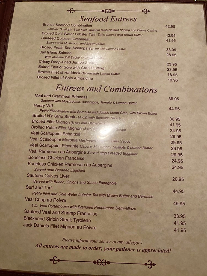 The menu reads like a love letter to both land and sea, with unexpected treasures hiding between classic seafood offerings.