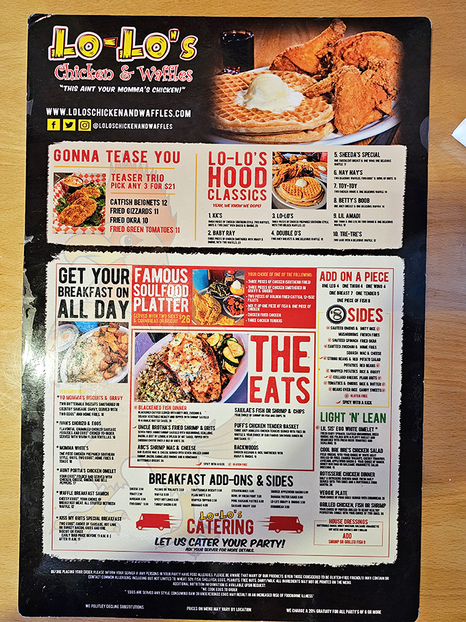 This menu isn't just a list&mdash;it's a declaration of deliciousness. Reading it feels like getting a backstage pass to the greatest hits of Southern cuisine.