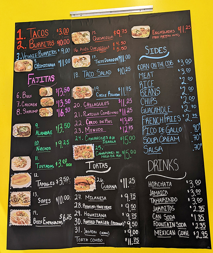 This menu board isn't just informative&mdash;it's a roadmap to happiness. Choose your own adventure, but there are no wrong turns here.