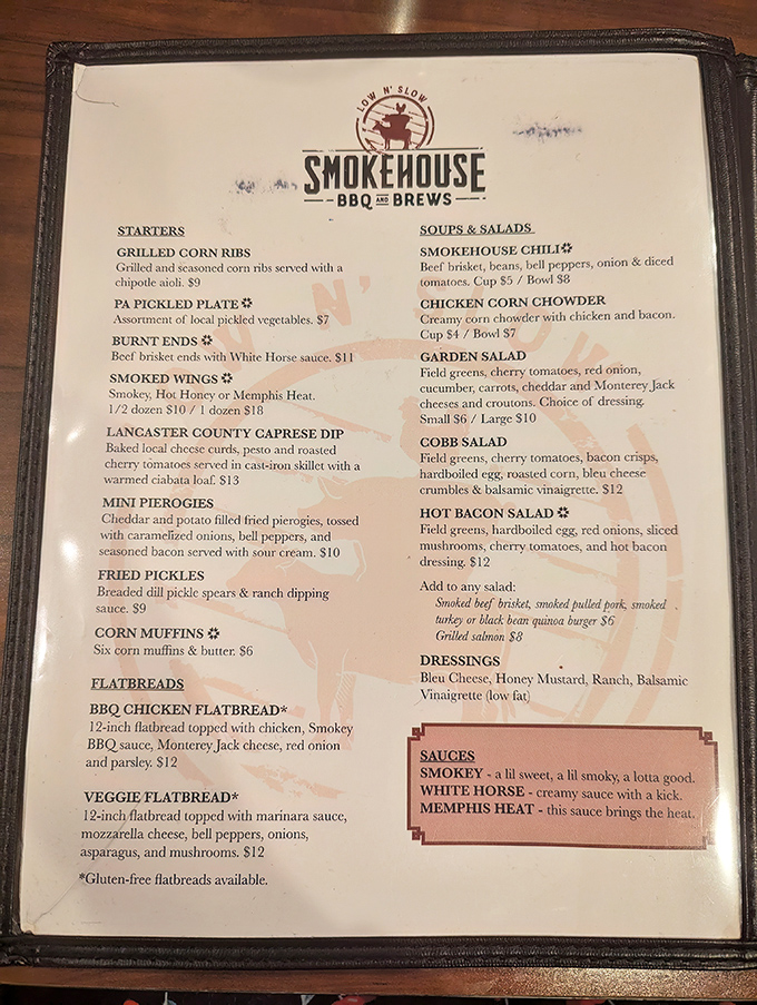 A menu that reads like poetry for carnivores, featuring everything from burnt ends to Memphis heat.