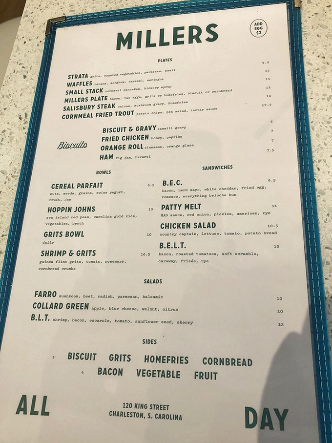 This isn't just a menu&mdash;it's a love letter to Southern breakfast traditions, where grits and biscuits get the respect they deserve.