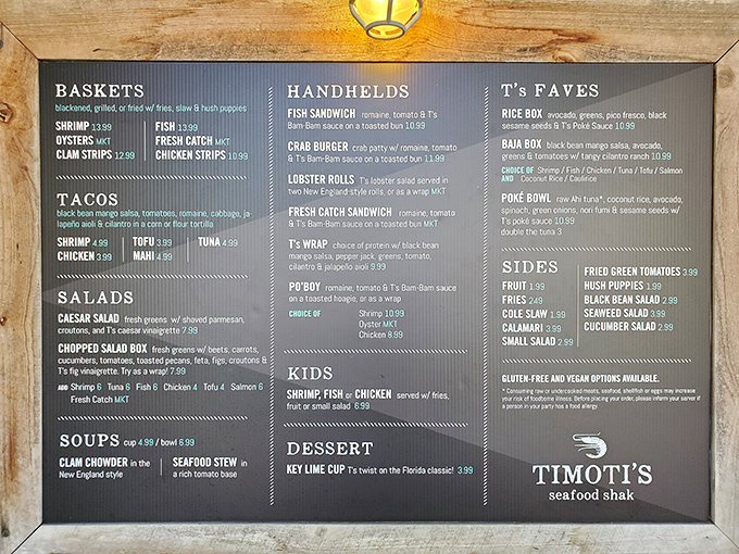 Decisions, decisions! Timoti's menu board is like a treasure map where X marks the spot for everything from lobster rolls to poke bowls. 