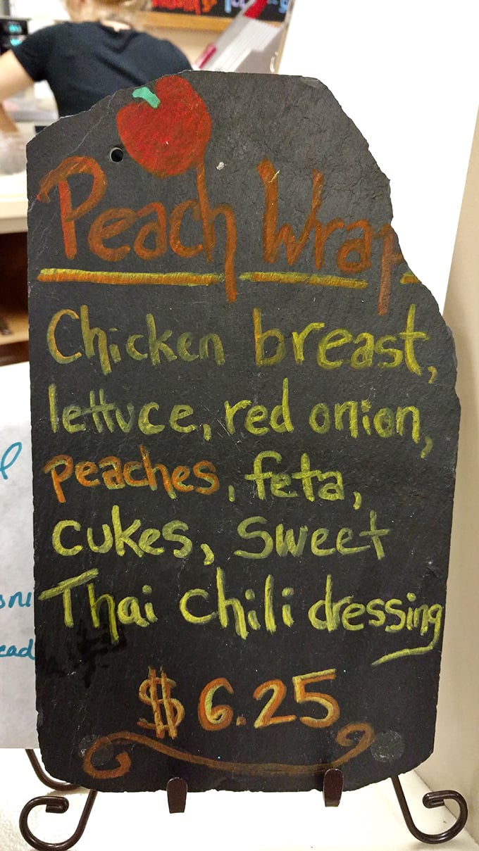 The Peach Wrap's ingredient list reads like poetry &ndash; chicken, feta, and sweet Thai chili dressing forming a perfect culinary sonnet.
