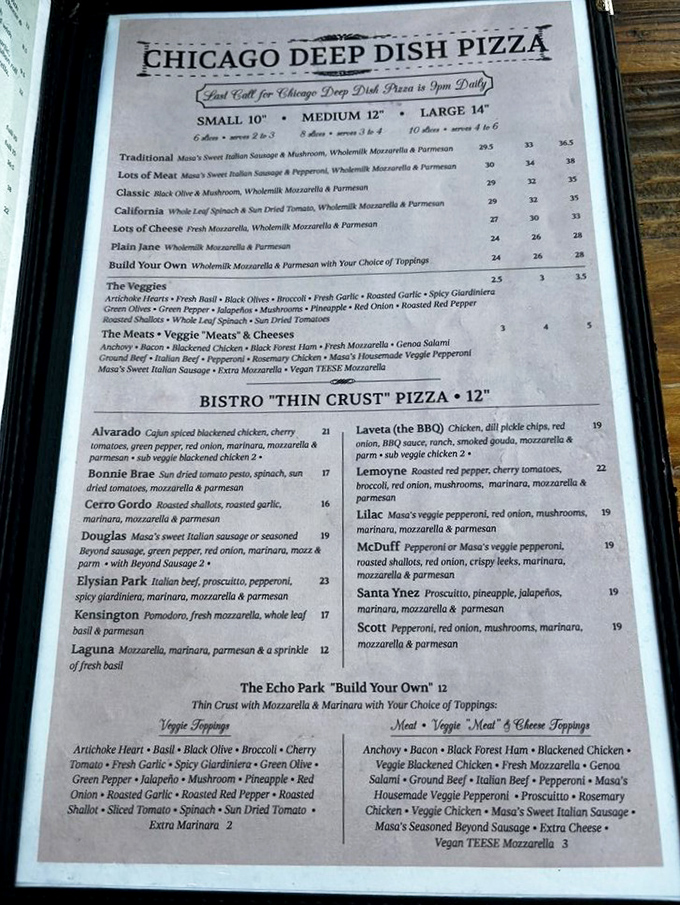 The menu reads like a love letter to Chicago, with deep dish options that make choosing just one feel like Sophie's Choice for pizza lovers.