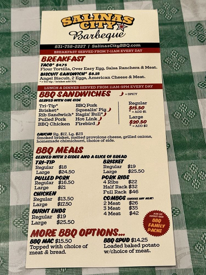 This menu isn't just a list of options&mdash;it's a roadmap to happiness. The Gaucho sandwich alone is worth the drive.