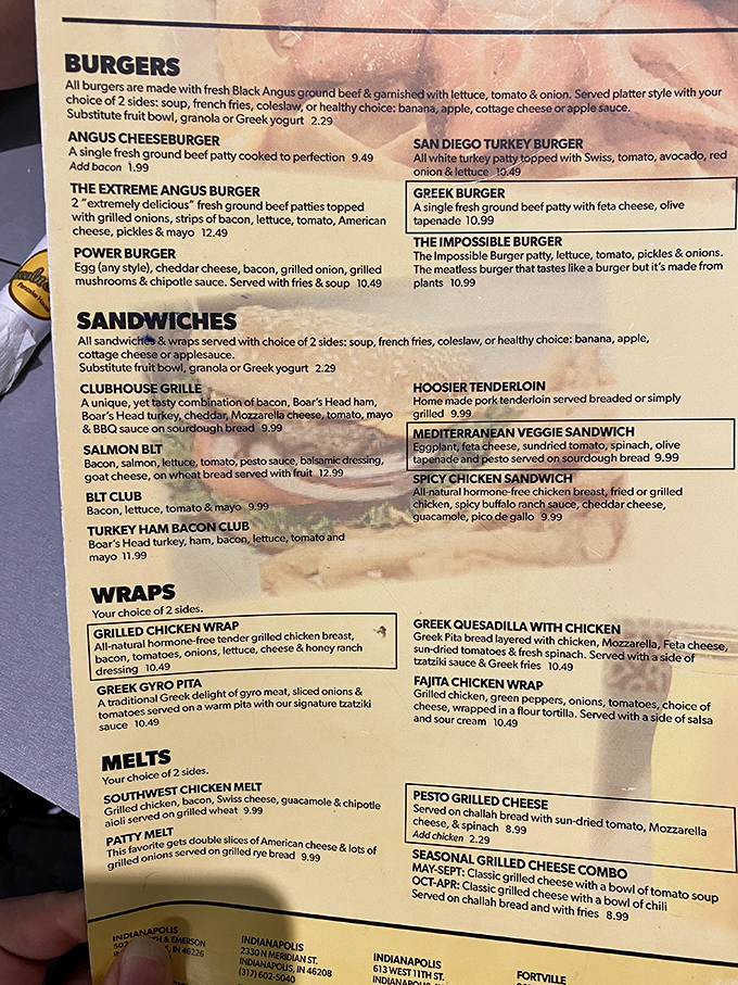 The menu reads like a love letter to comfort food. Burgers, melts, and wraps for the lunch crowd, but breakfast is clearly the headliner here.