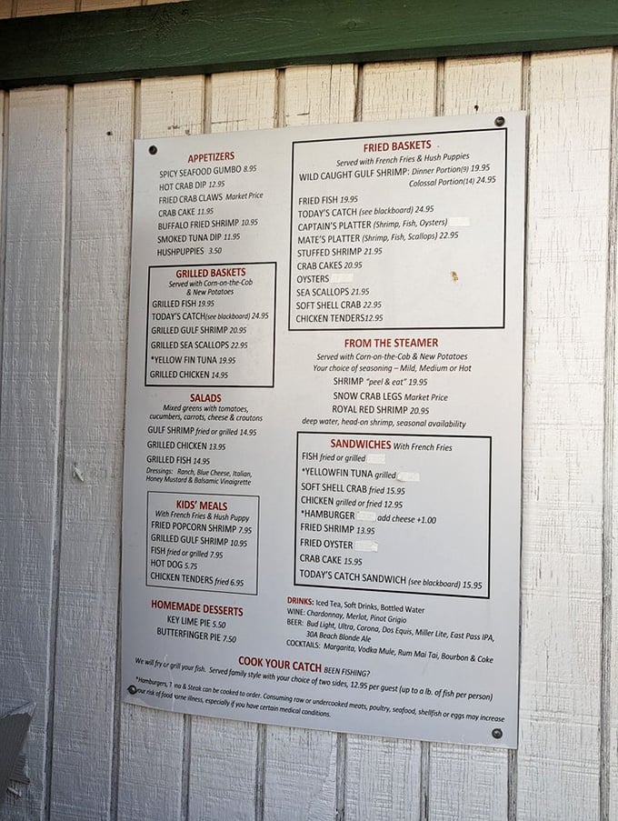 A menu that doesn't need fancy fonts or flowery descriptions. When your seafood is this fresh, simplicity becomes the ultimate sophistication.