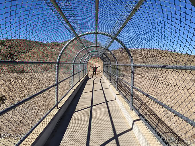 This pedestrian bridge offers mountain views so spectacular, you'll forget you're technically just crossing over a walkway.