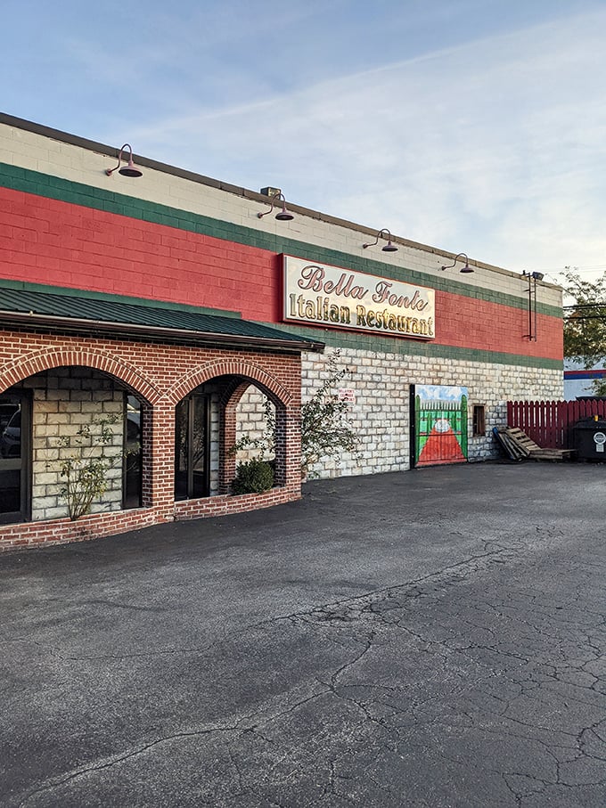 Bella Fonte's tricolor fa&ccedil;ade promises authentic Italian flavors without the passport requirement. The kind of place where pasta dreams come true.