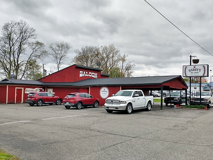 Harry's Saloon stands as a testament that sometimes the best things come in bright red packages. Like finding an unexpected dive bar that serves surprisingly good food.
