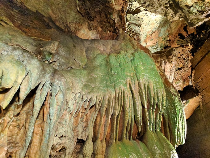 Mother Nature's artistic side on full display—these delicate, emerald-tinged formations took thousands of years to perfect.