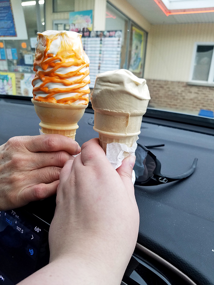 The ultimate ice cream showdown: caramel-drizzled masterpiece versus classic vanilla. In this delicious duel, everyone's a winner&mdash;especially your taste buds.