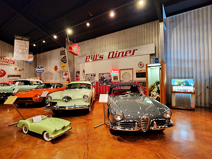 Bill's Diner isn't just a display&mdash;it's where these mechanical beauties gather for their own version of happy hour. That Alfa Romeo definitely orders top shelf.
