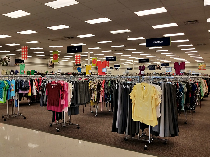 A sea of clothing racks stretches toward the horizon&mdash;more wardrobe options than a Hollywood costume department, at prices that would make a costume designer weep with joy.