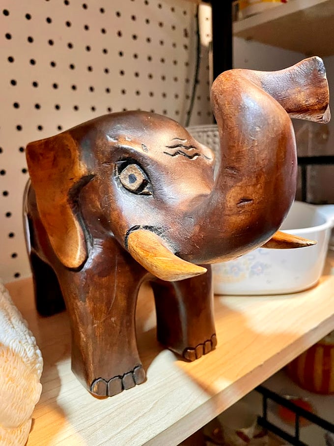 This wooden elephant isn't just decor&mdash;it's a passport to conversations about travels never taken and adventures yet to come.