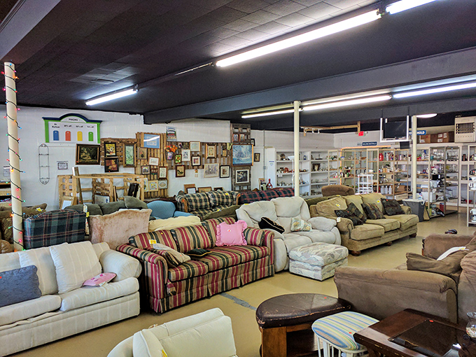 Sofa city! ReStore's furniture section offers enough seating options to host a neighborhood movie night.