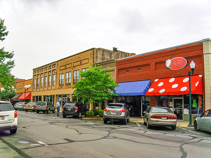 Arkadelphia's town square offers shade trees and colorful awnings. The perfect spot to window shop without draining your retirement fund!
