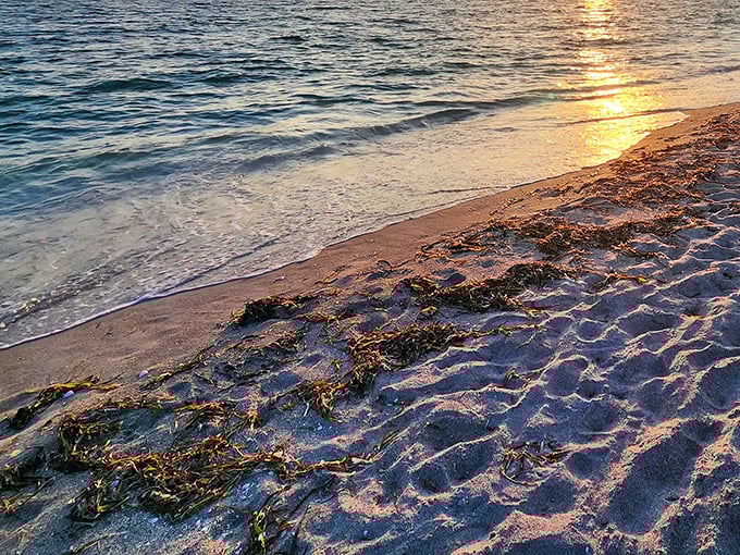 Sunset transforms Bowman's Beach into a watercolor painting where the ocean and sky compete for who's wearing the prettier outfit.