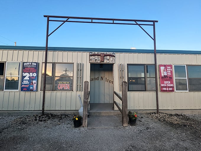 Don't let the humble exterior fool you. Brand N Iron's simple metal building houses beef wizardry that would make a vegetarian reconsider.